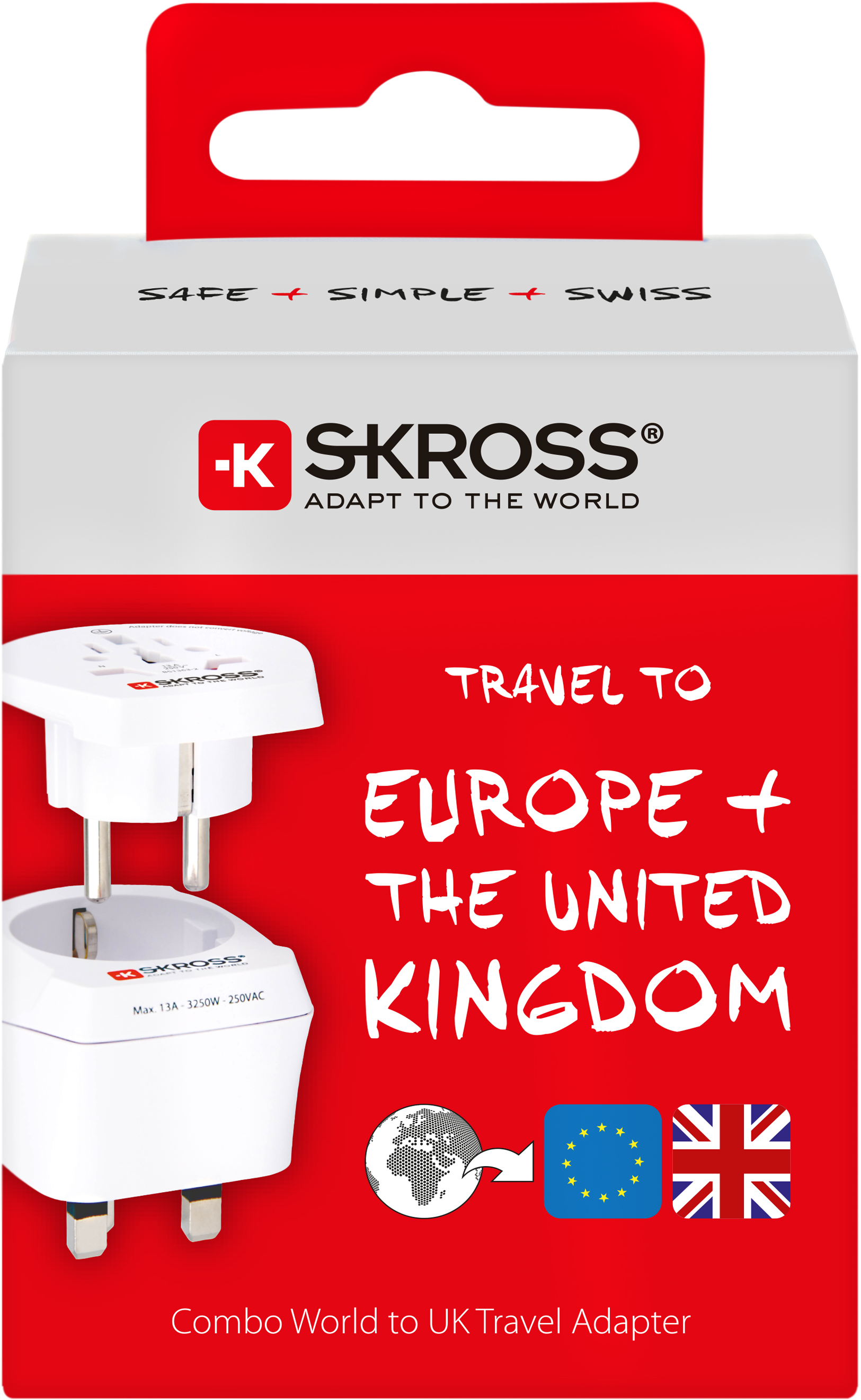 SKROSS Combo World to UK USB Travel Adapter