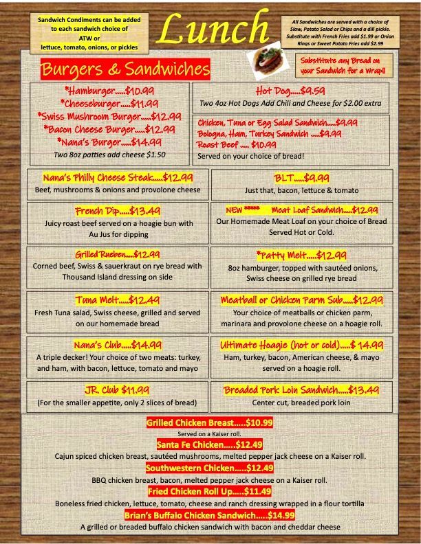 Nanas Menu Naples Menu For Nana's Diner Naples In Naples, FL | Sirved