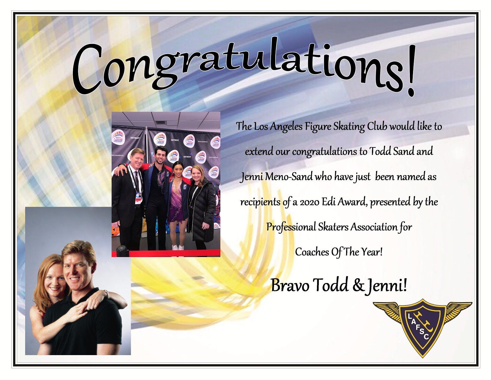 Congratulations to Todd Sand and Jenni Meno-Sand!