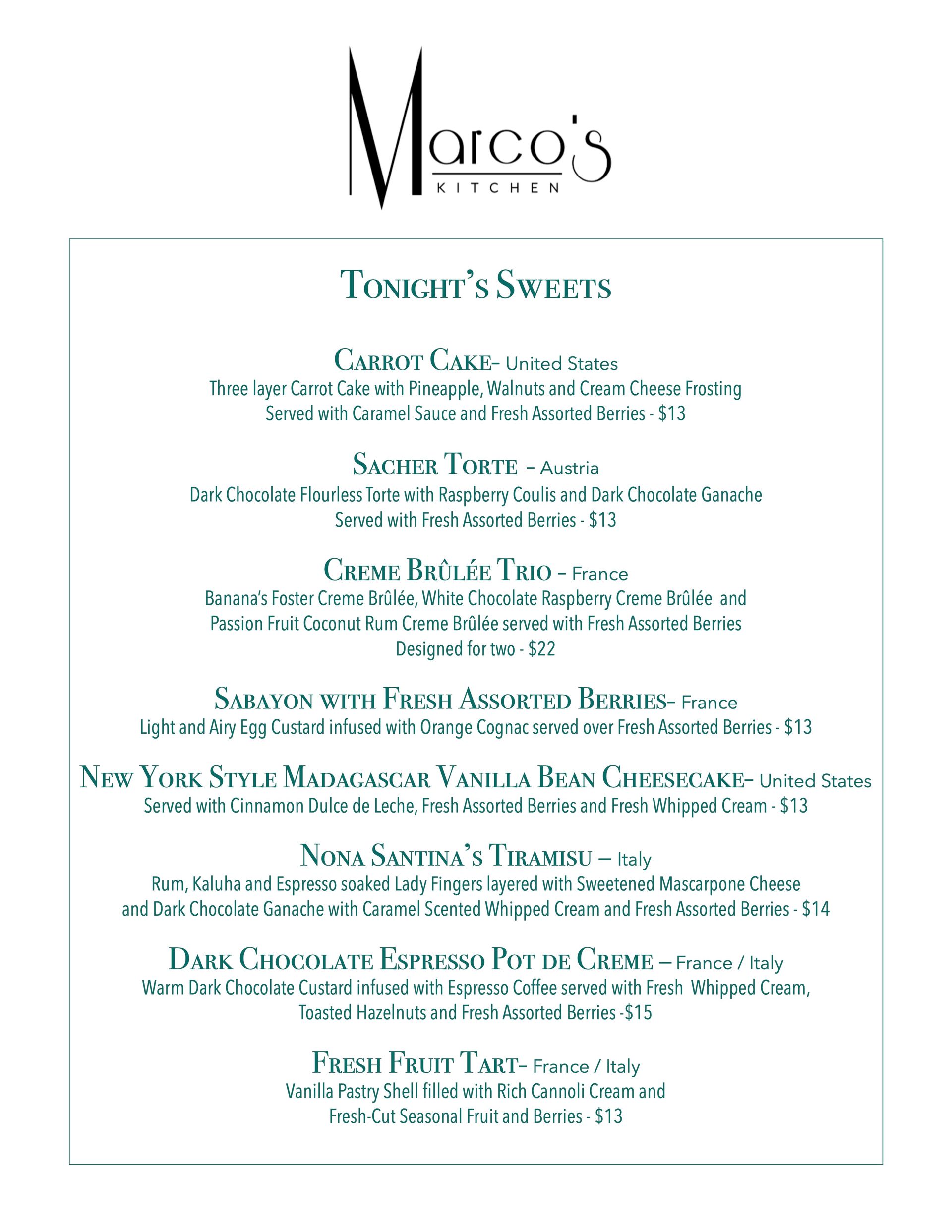 Exceptional Dining Experience | Marco's Kitchen