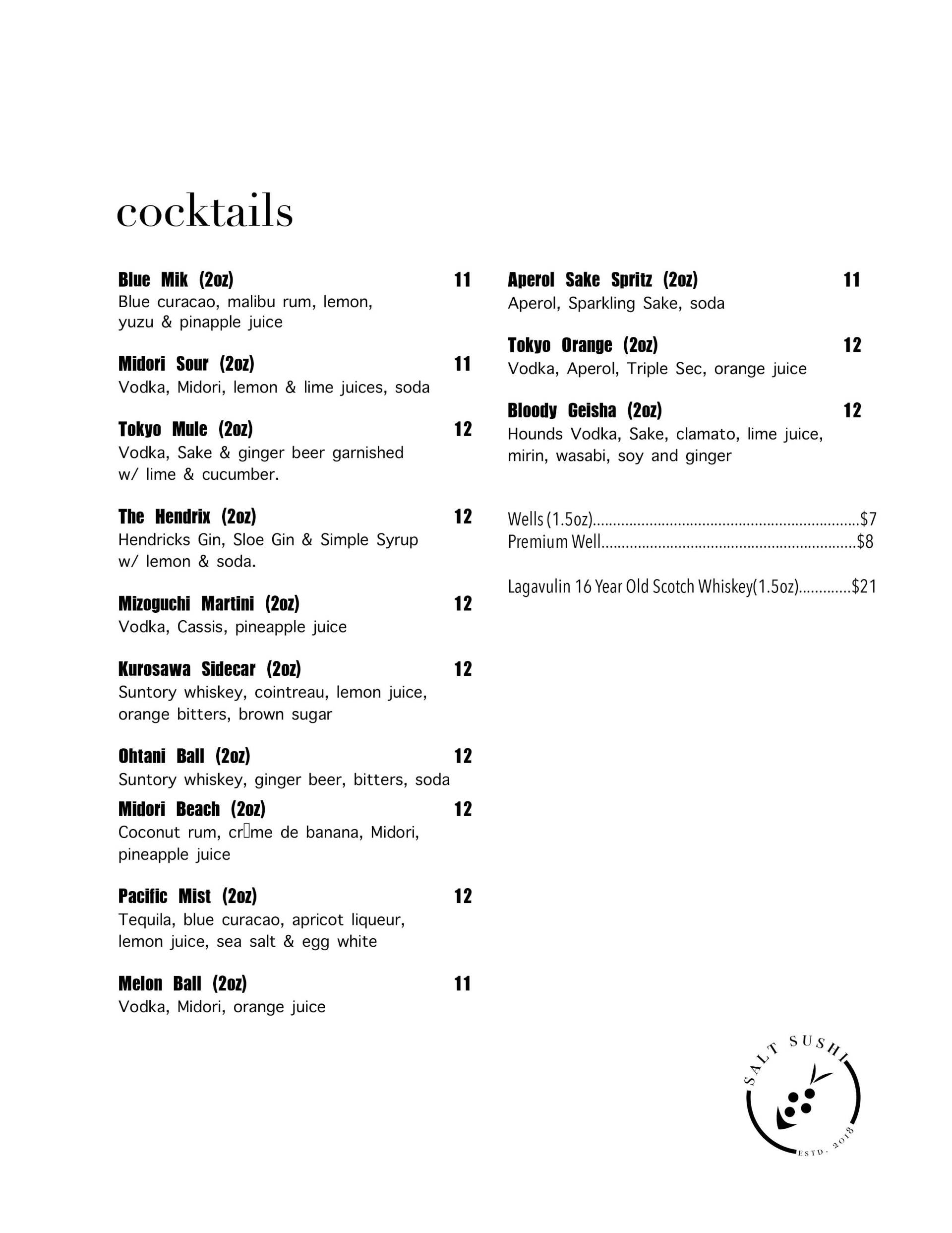 Menu- Salt Sushi